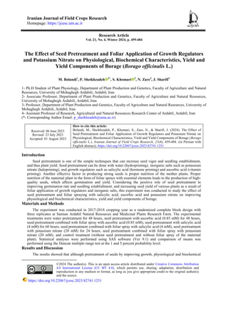 The Effect of Seed Pretreatment and Foliar Application of Growth Regulators and Potassium ...