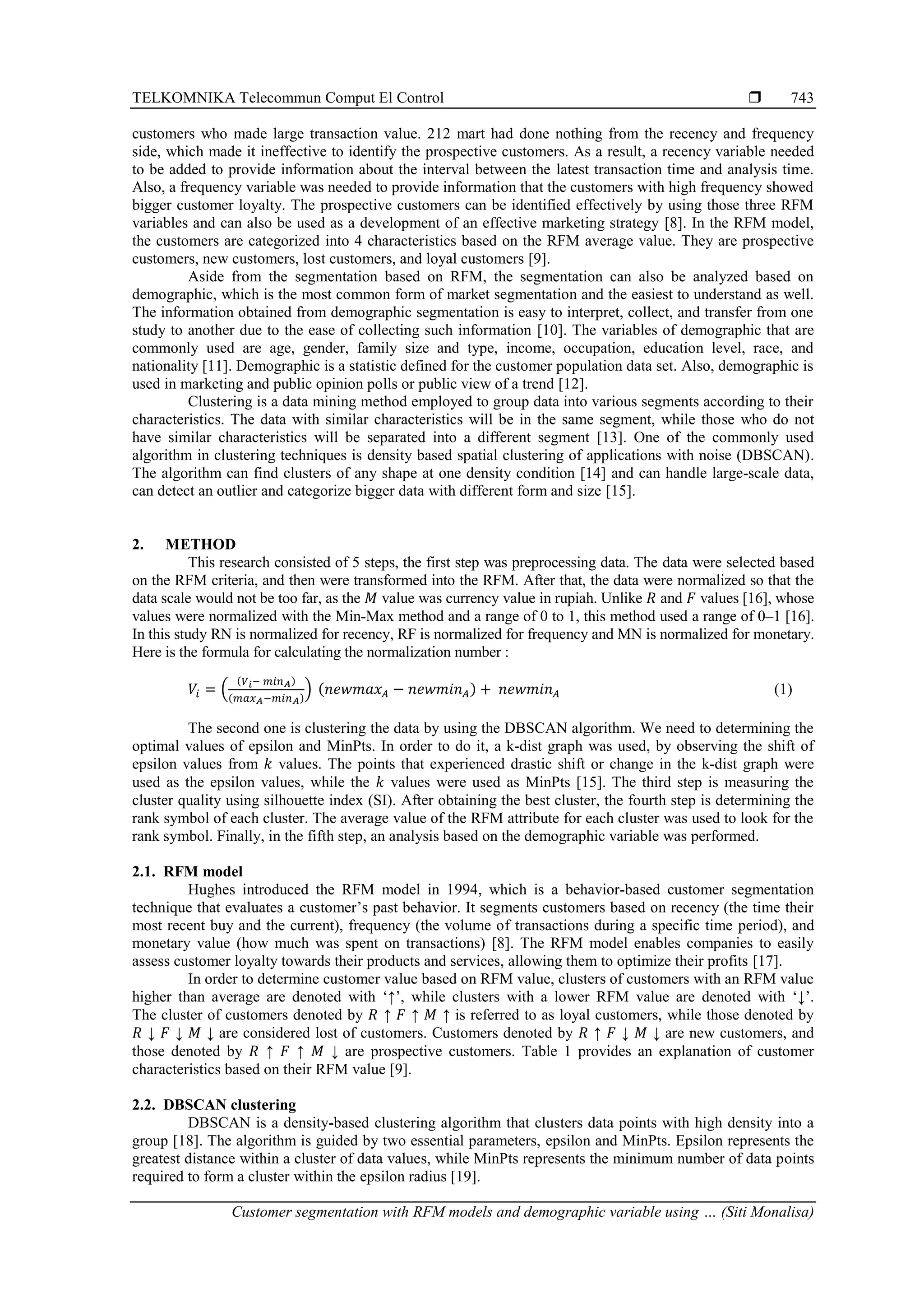 Customer Segmentation With Rfm Models And Demographic Variable Using Dbscan Algorithm Pdf