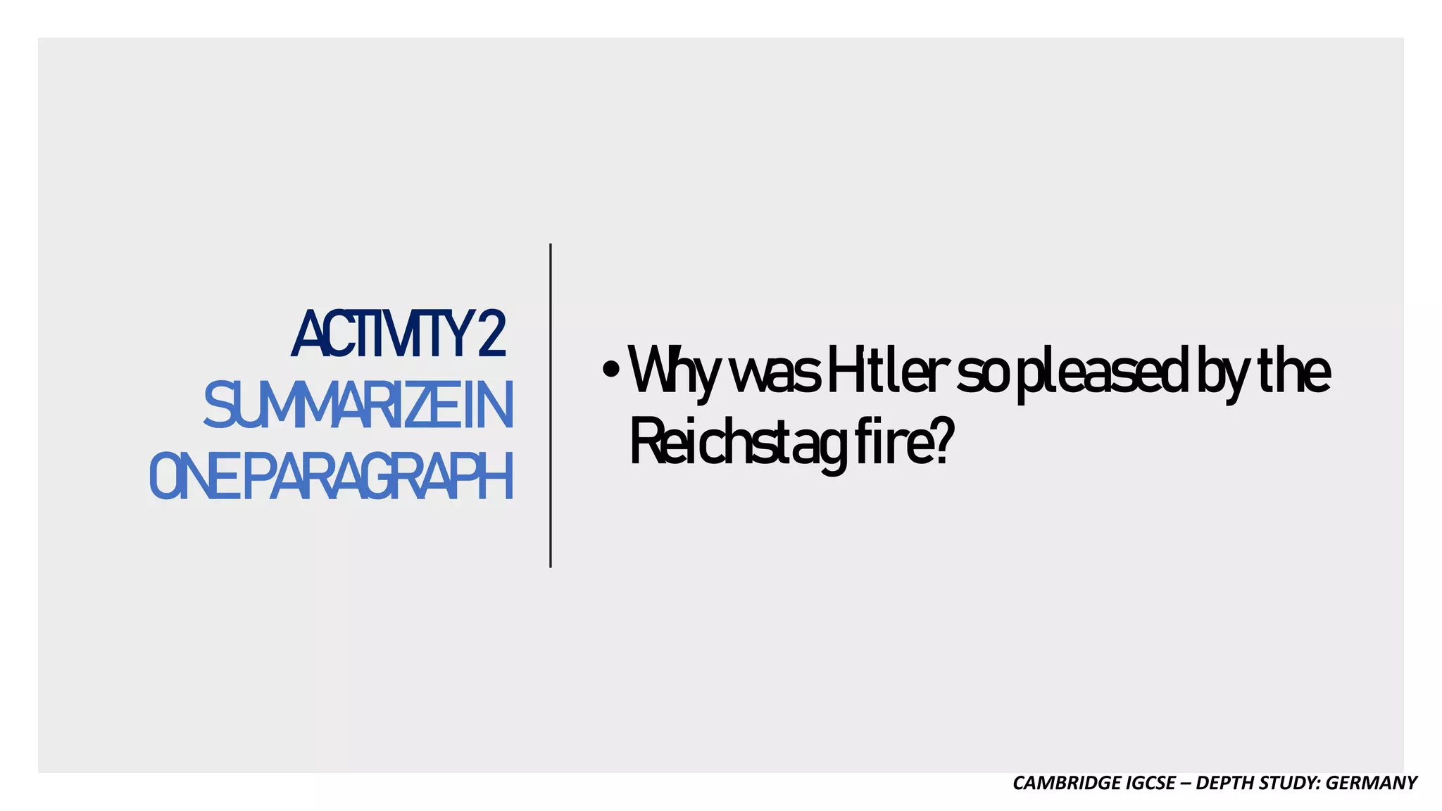 05. DEPTH STUDY GERMANY: NAZI REGIME - HITLER CONSOLIDATING POWER 1933 ...