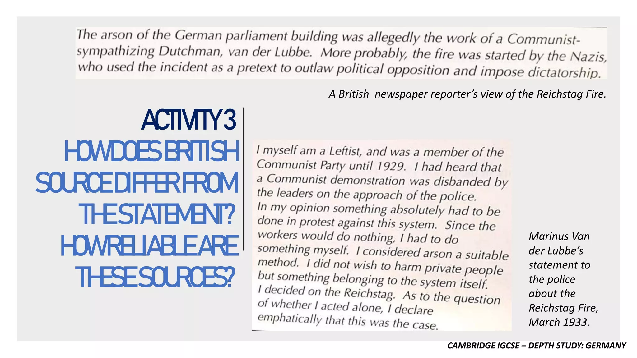 05. DEPTH STUDY GERMANY: NAZI REGIME - HITLER CONSOLIDATING POWER 1933 ...