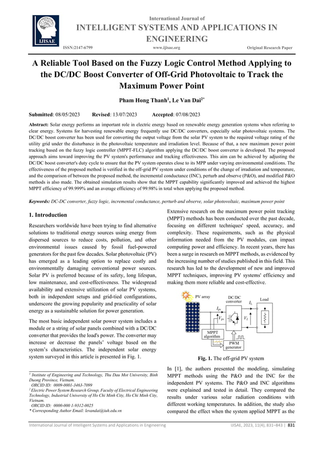 A Reliable Tool Based on the Fuzzy Logic Control Method Applying to the DC/DC Boost Converter of ...
