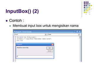 Fungsi dalam pemrograman Visual Basci Versi 6.0 | PPT