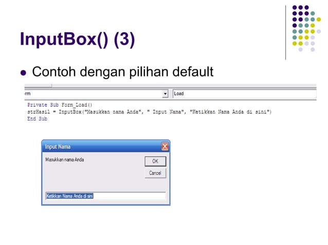 Fungsi dalam pemrograman Visual Basci Versi 6.0 | PPT