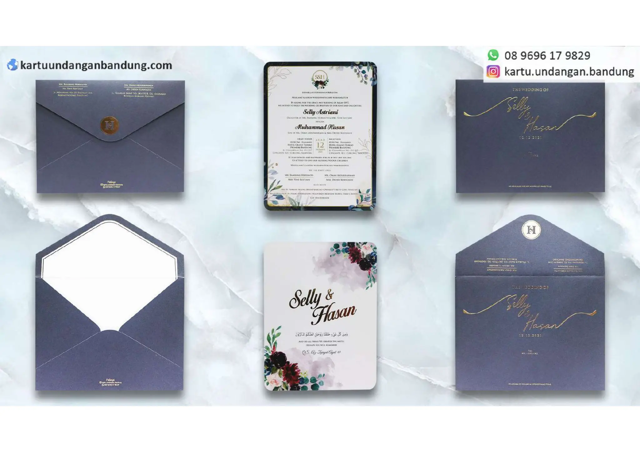 Kartu Undangan Model Softcover + Amplop Navy White Elegan & Aesthetic ...