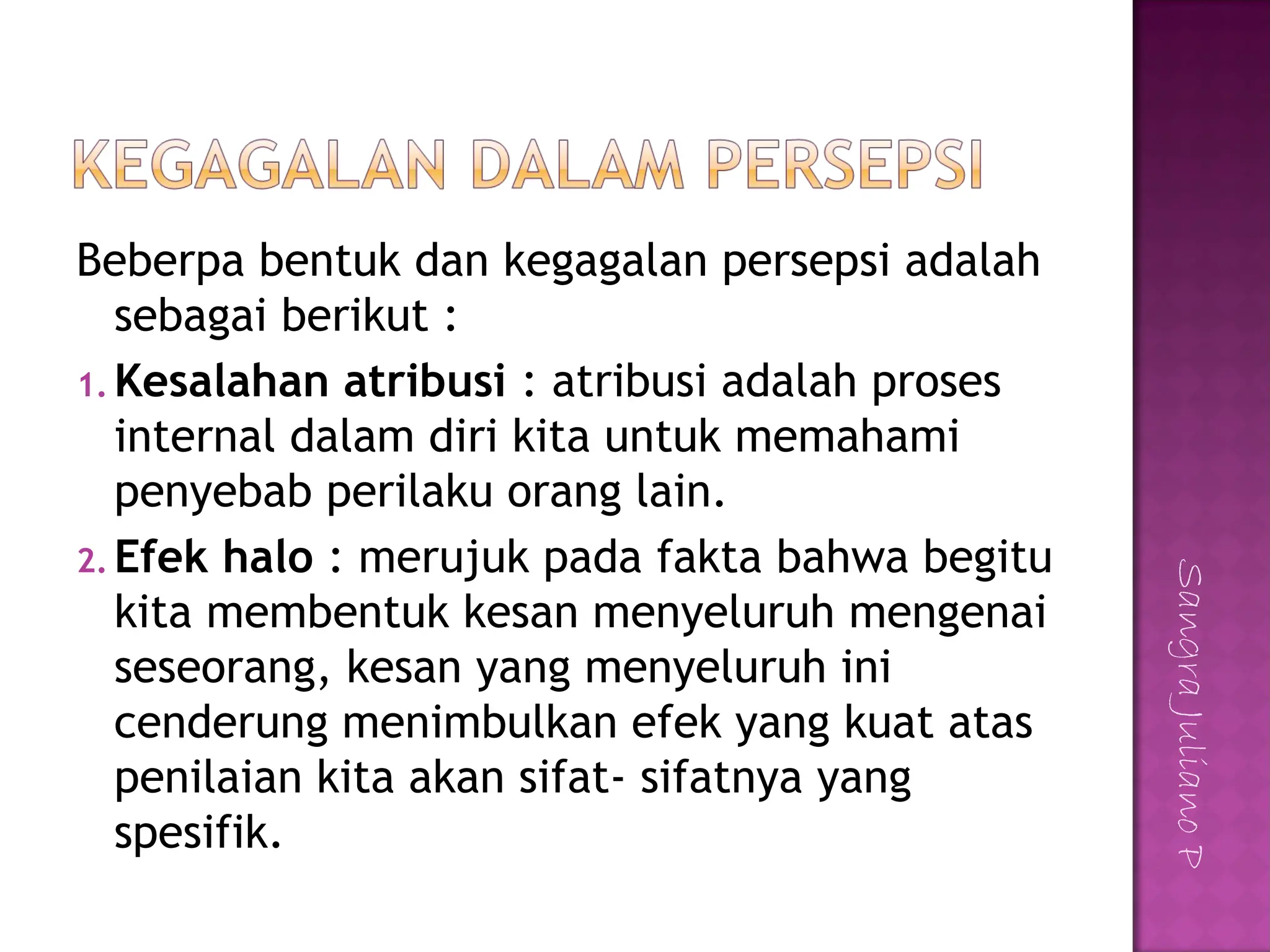 Persepsi dalam Komunikasi (Mengenal Makna Persepsi dan Jenisnya) | PPT