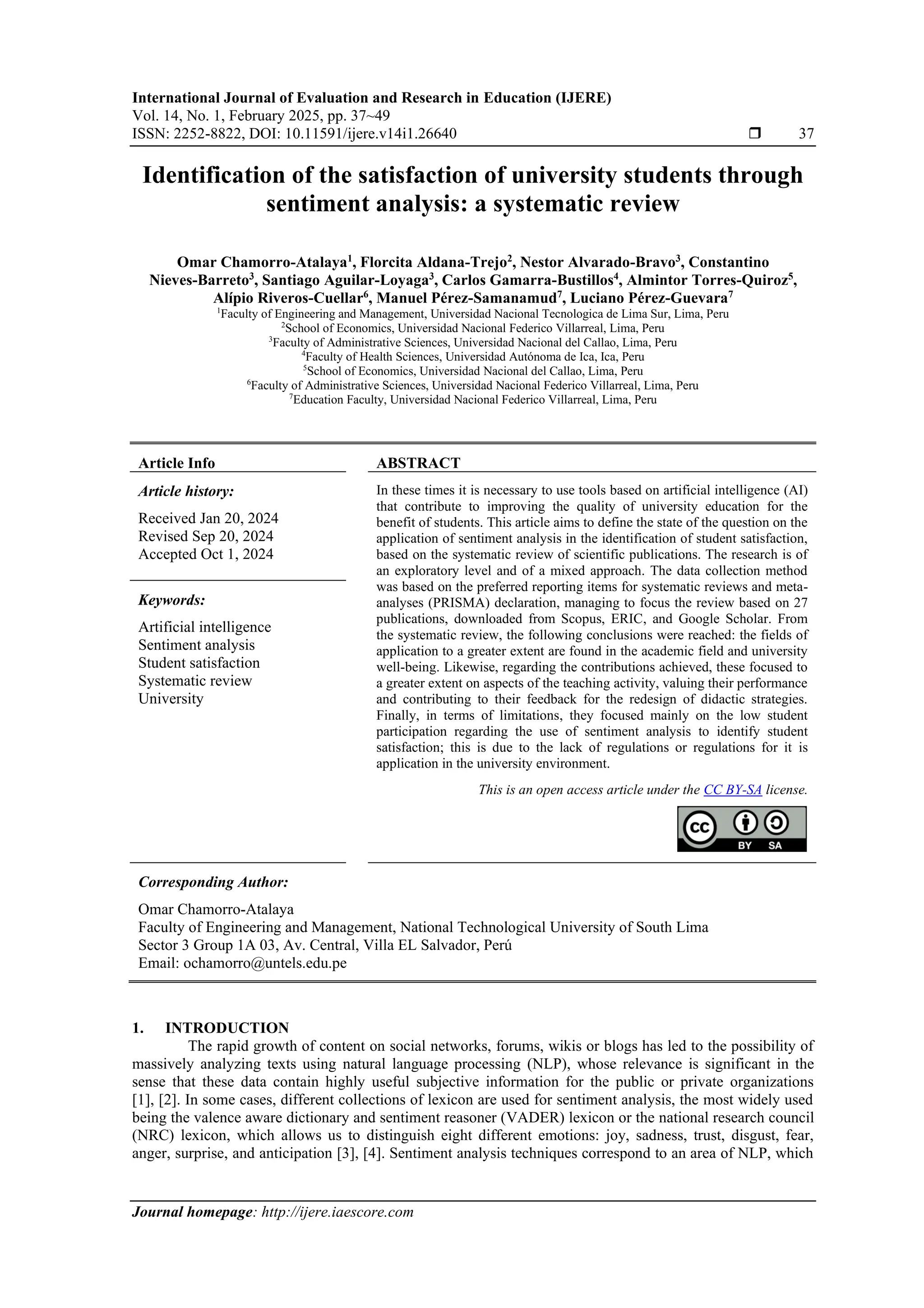 Identification of the satisfaction of university students through ...
