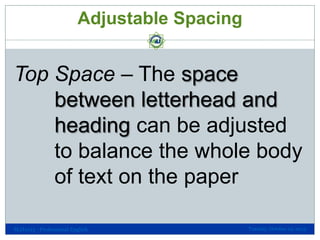 Professional Communication - The Use of Spaces in Formal Letters | PPTX