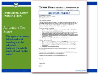 Professional Communication - The Use of Spaces in Formal Letters | PPTX