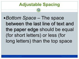 Professional Communication - The Use of Spaces in Formal Letters | PPTX