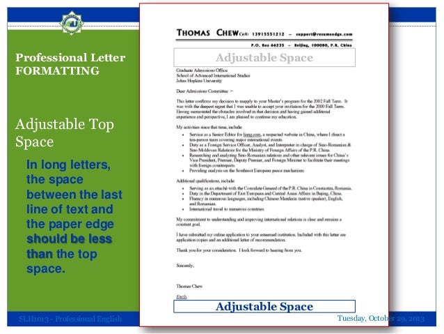 Professional Communication - The Use of Spaces in Formal Letters