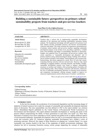 Building a sustainable future: perspectives on primary school ...
