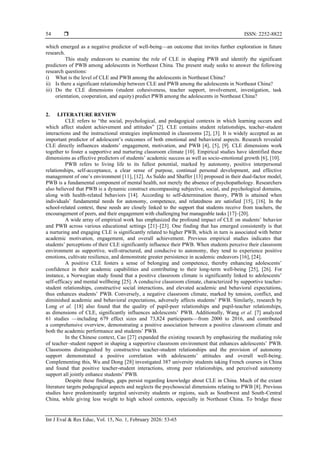 Classroom learning environment as a determinant of psychological well ...