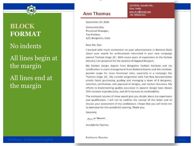 Professional Communication - Indention & Alignment in Formal Letters ...