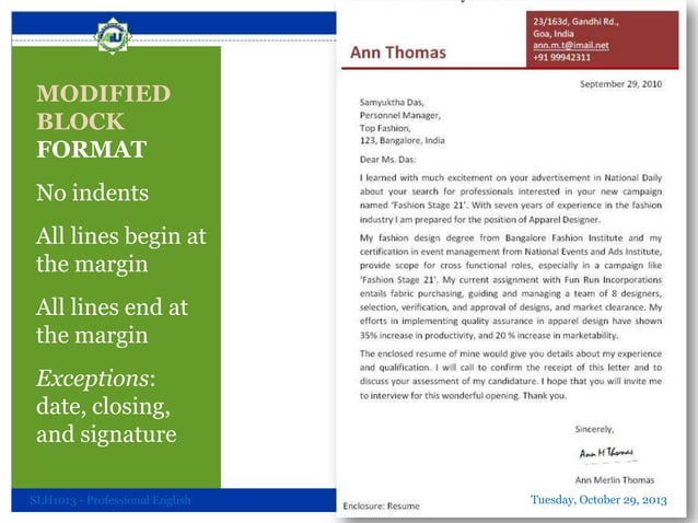 Professional Communication - Indention & Alignment in Formal Letters ...