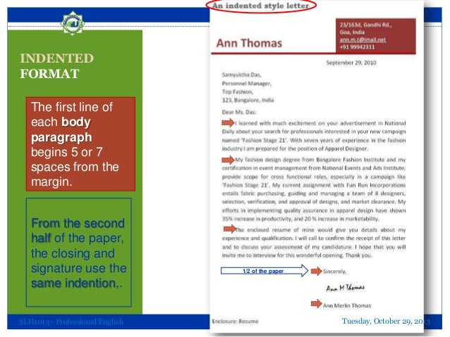 Professional Communication - Indention & Alignment in Formal Letters