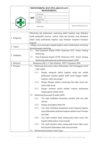 05 4.2.4.3 sop monitoring dan pelaksanaan monitoring | PDF