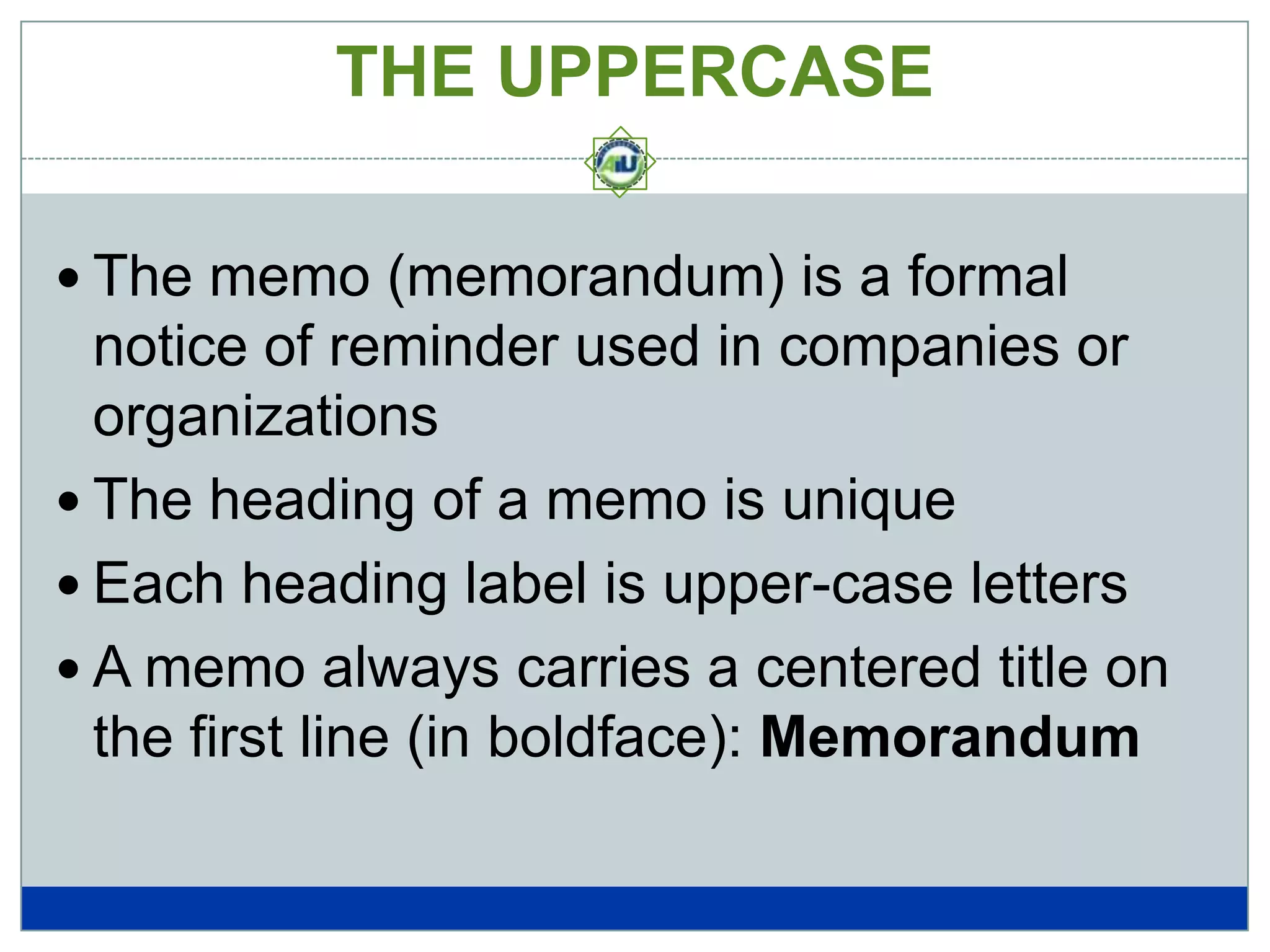 slideshow Professional Communication - Font Case in Memos | PPT