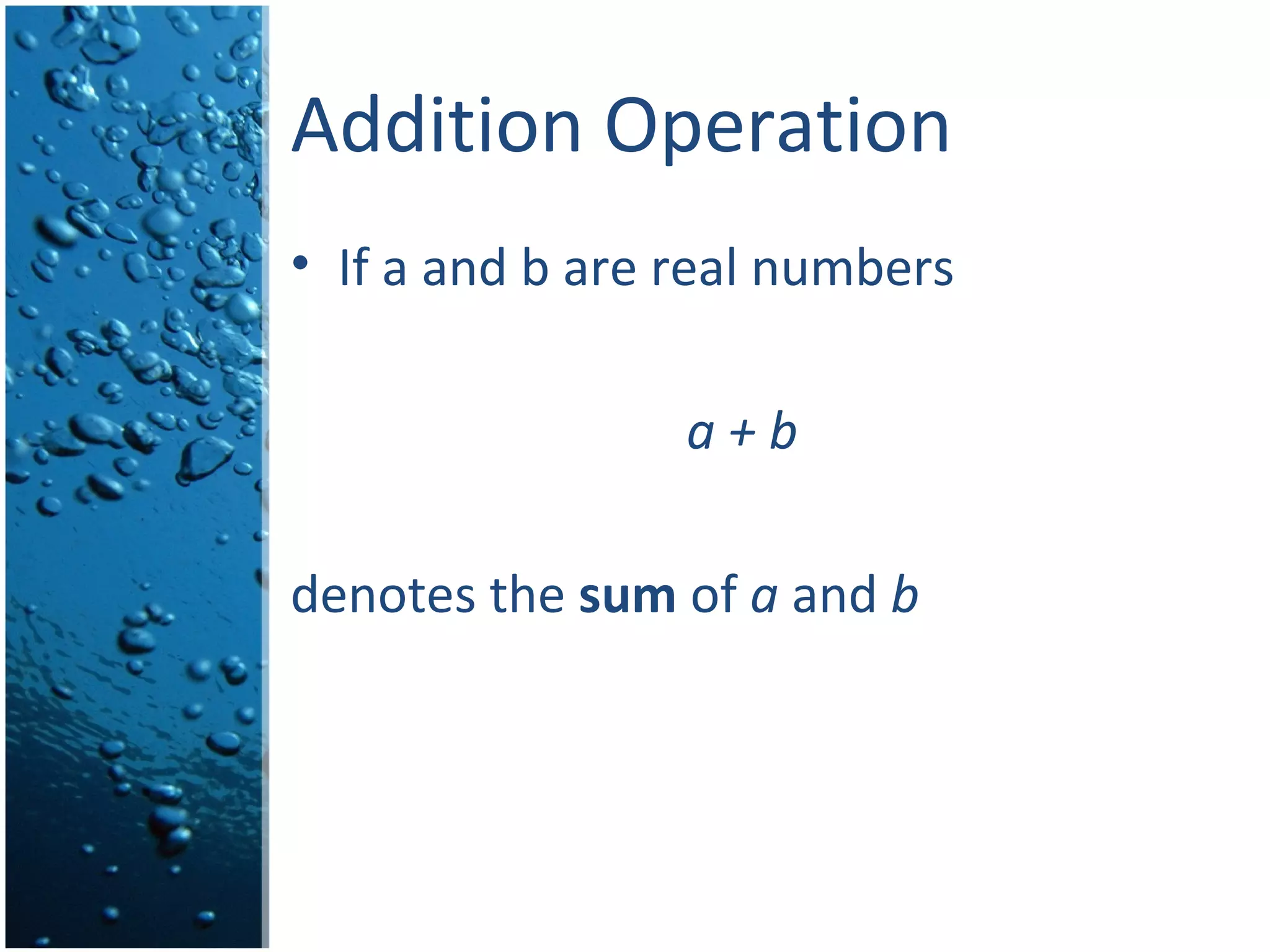 05 addition nd multiplication of real numbers | PPT