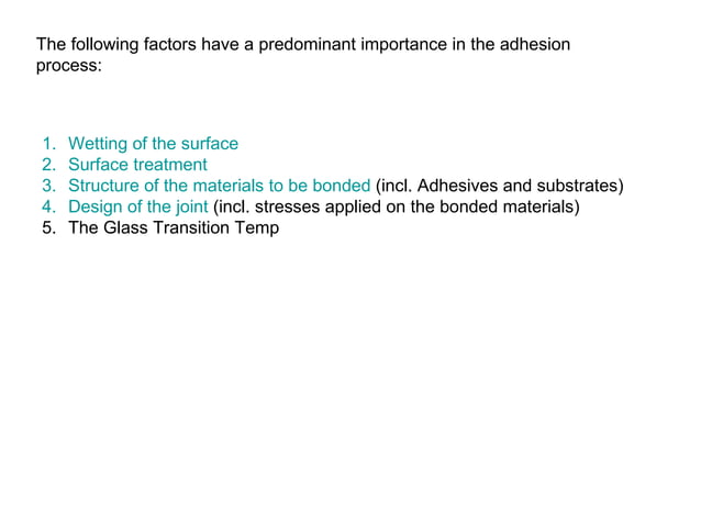 05.adhesion and adhesives theory | PPT | Chemistry | Science