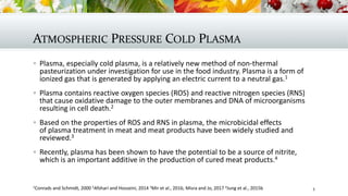 Use of Atmospheric Pressure Cold Plasma for Meat Industry | PPT