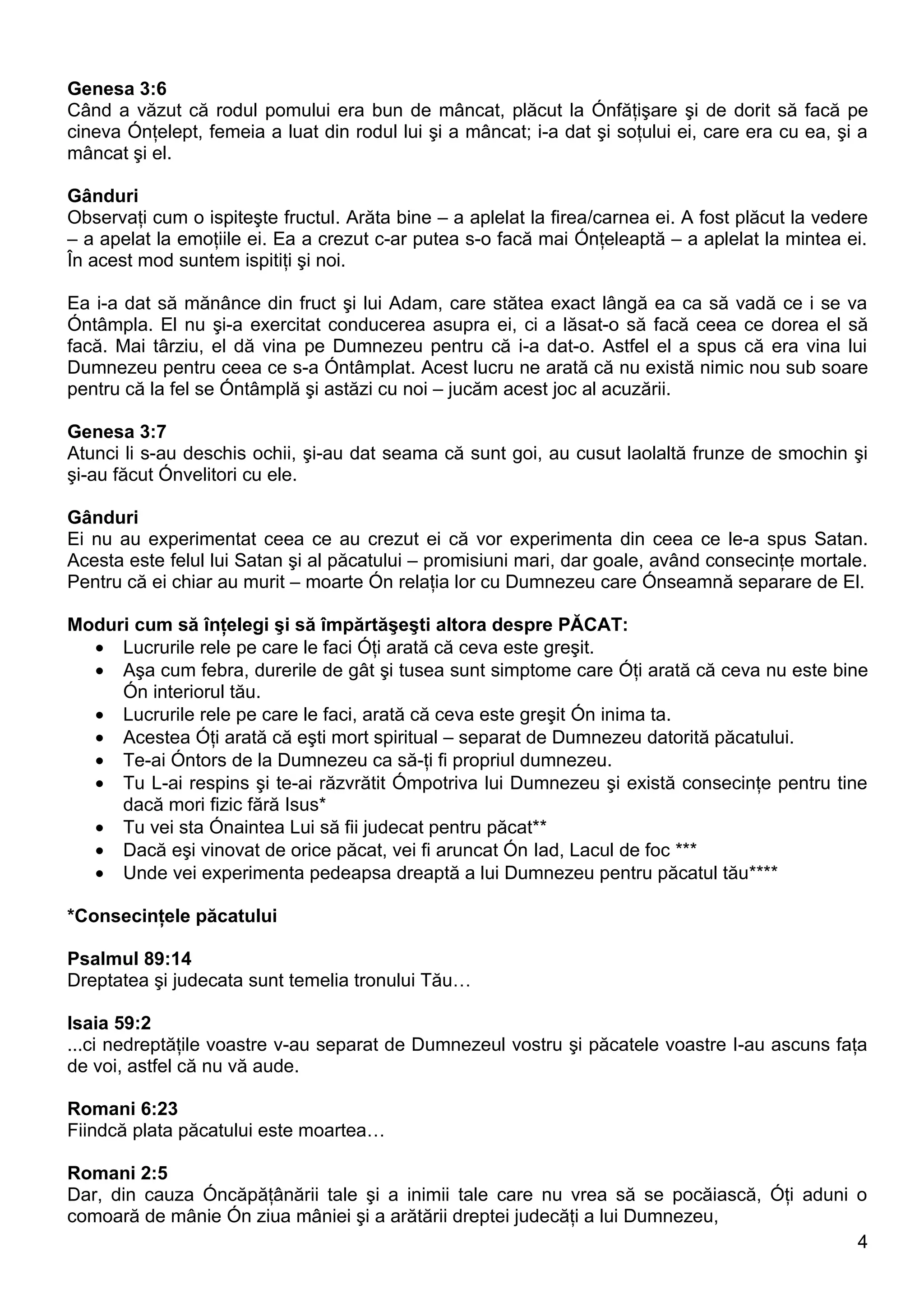 05. Ce este păcatul, idolatria şi iadul? notite | DOC