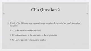Chapter 5 CFA questions | KEY | Stocks and Bonds | Personal Investing