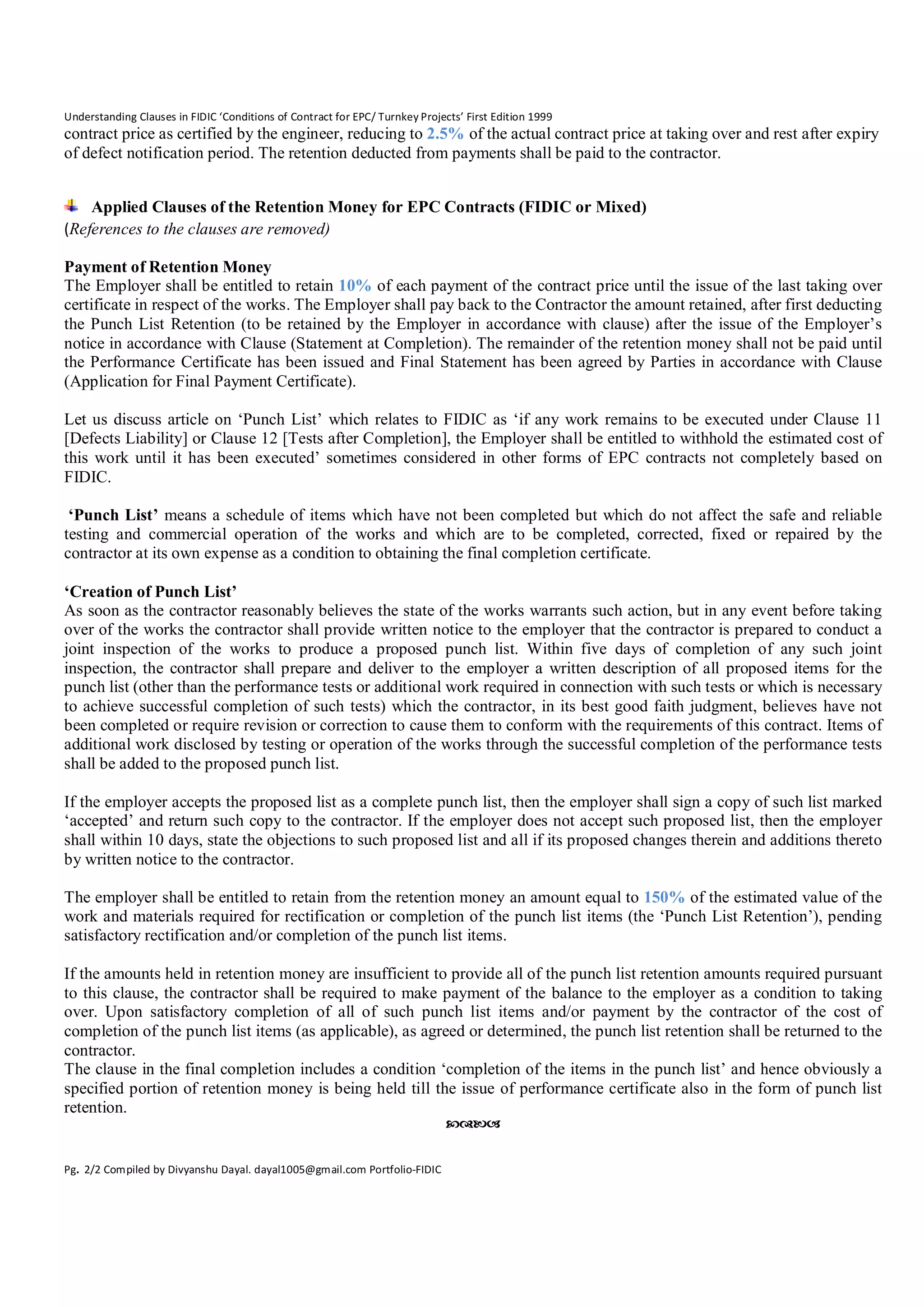 Clause 14.9 Payment of Retention Money-Understanding Clauses in FIDIC ...