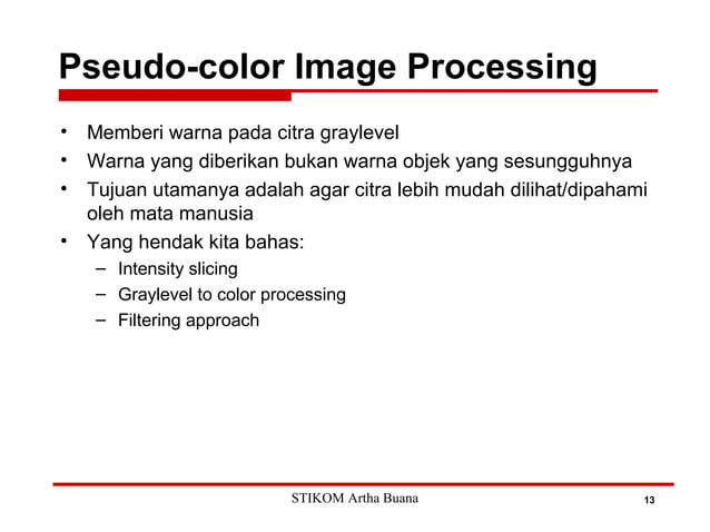 Pertemuan 4 - Color Image Processing - Citra Digital | PPT
