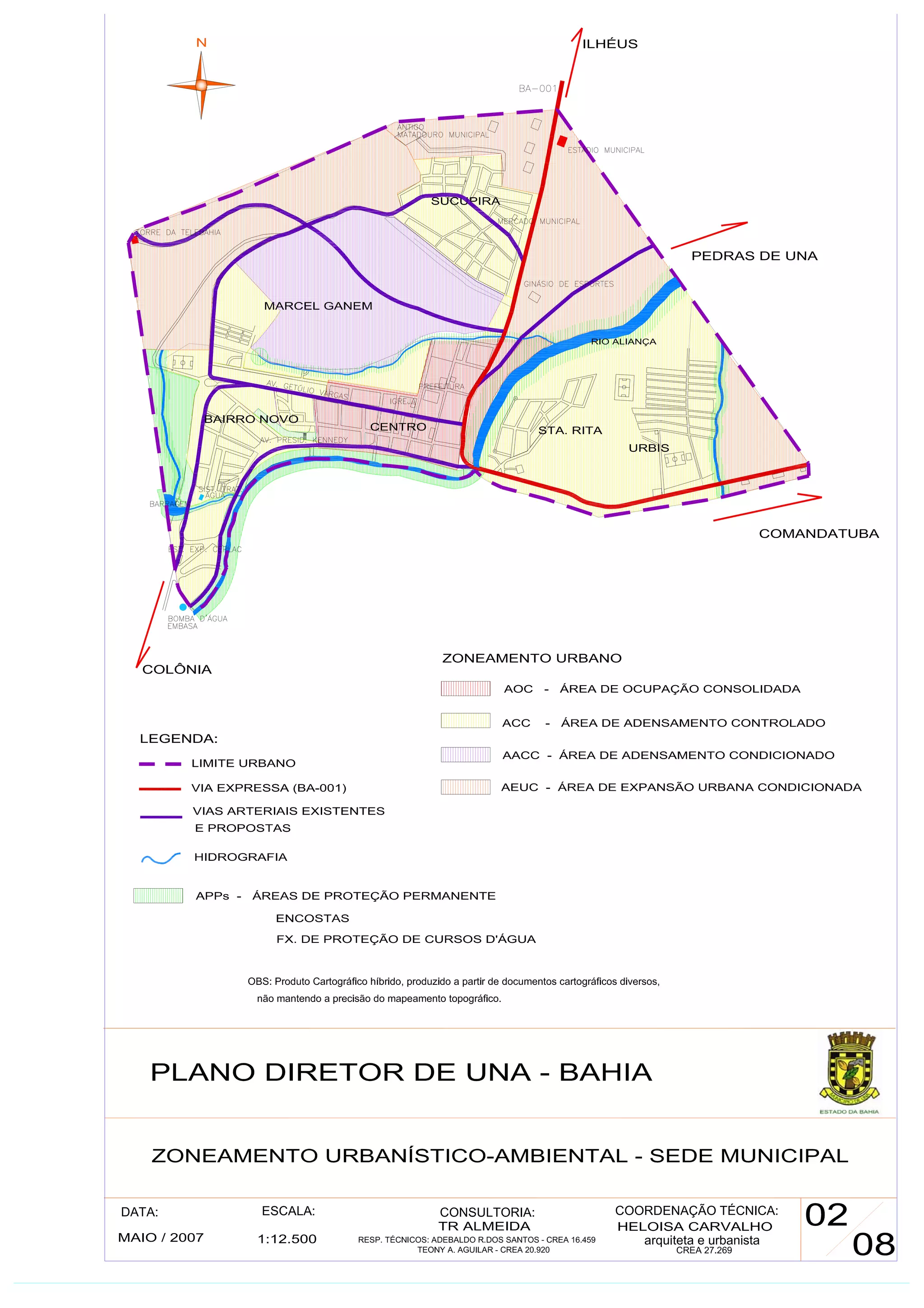 Plano Diretor de Una - Bahia - Mapa 2 - sede - zoneamento urbano | PDF