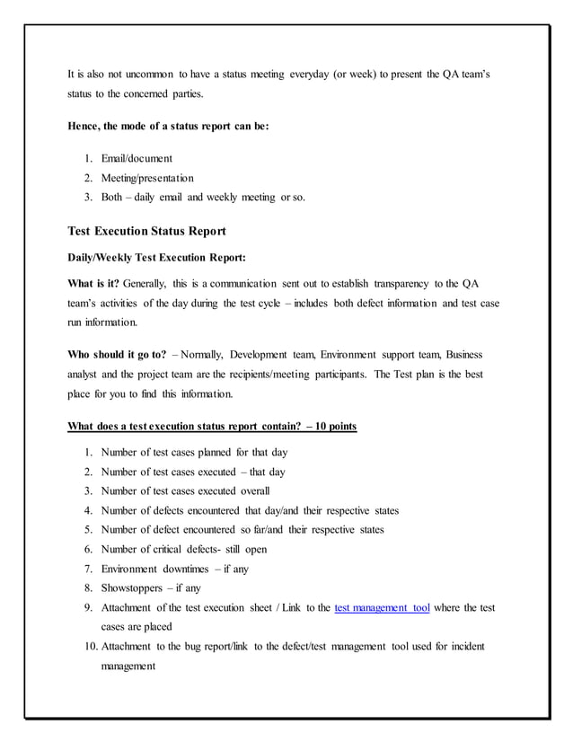 Daily statusreport | PDF