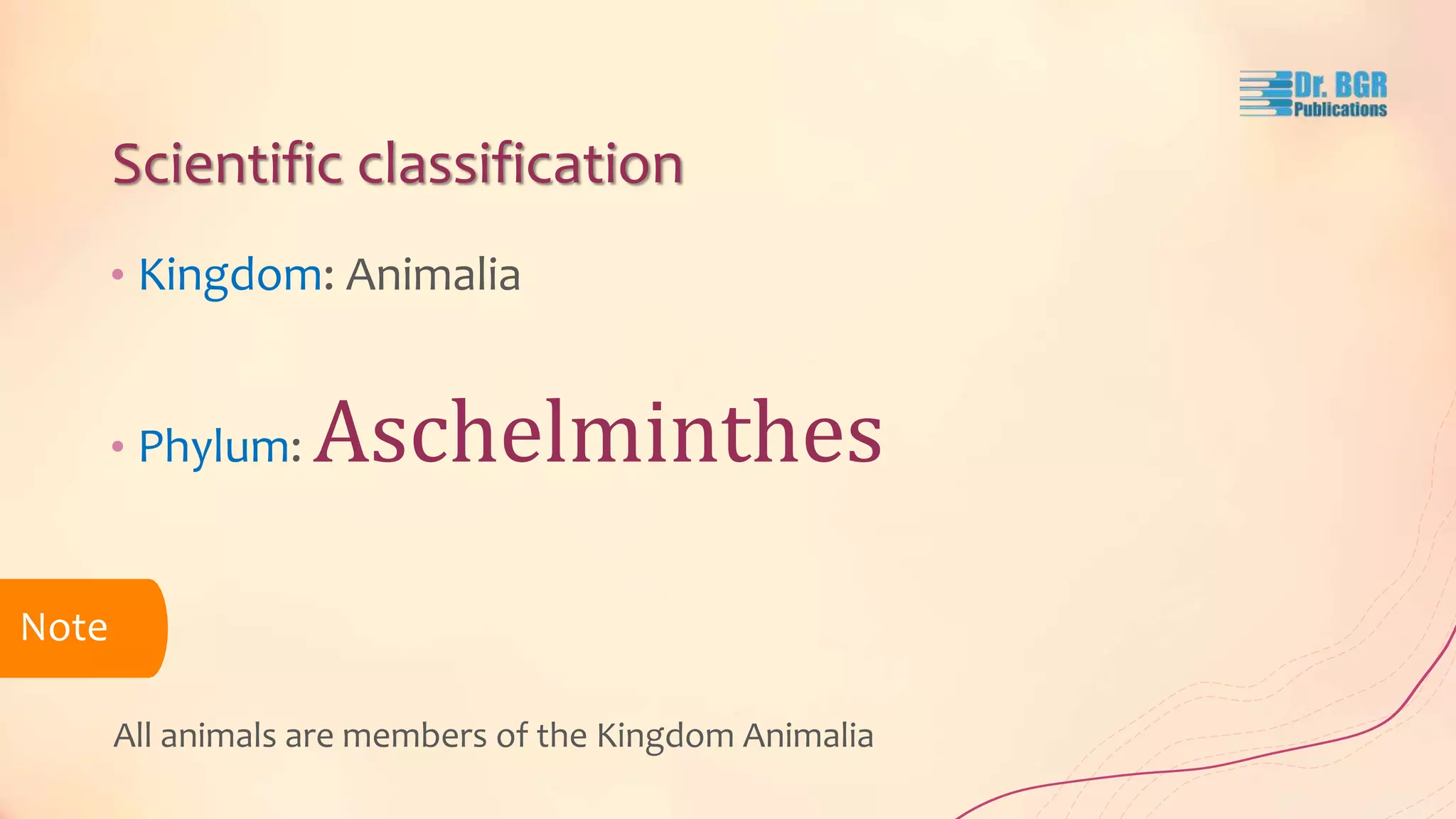 General Characteristics of Aschelminthes | Dr.BGR Publications | PPTX