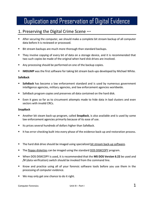 05 Duplication and Preservation of Digital evidence - Notes | PDF