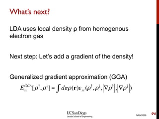 NANO266 - Lecture 5 - Exchange-Correlation Functionals | PDF
