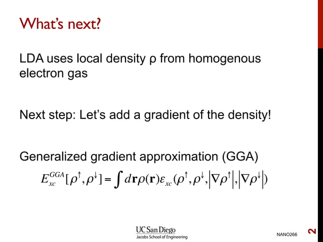 NANO266 - Lecture 5 - Exchange-Correlation Functionals | PDF ...
