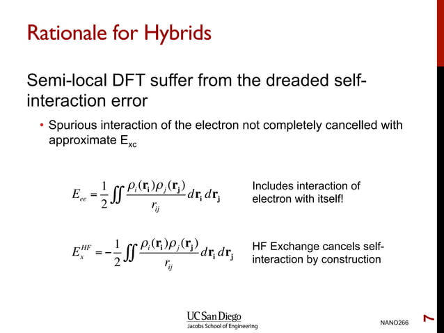 NANO266 - Lecture 5 - Exchange-Correlation Functionals | PDF | Chemistry | Science