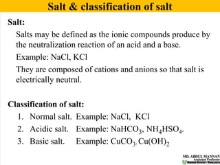 BIOCHEMISTRY@ ACID, BASE & SALT | PPTX