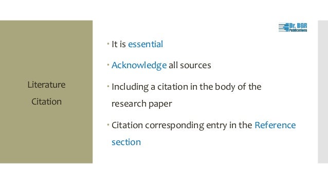 Literature Citation: Citation Sequence System | Dr.BGR Publications | PPTX
