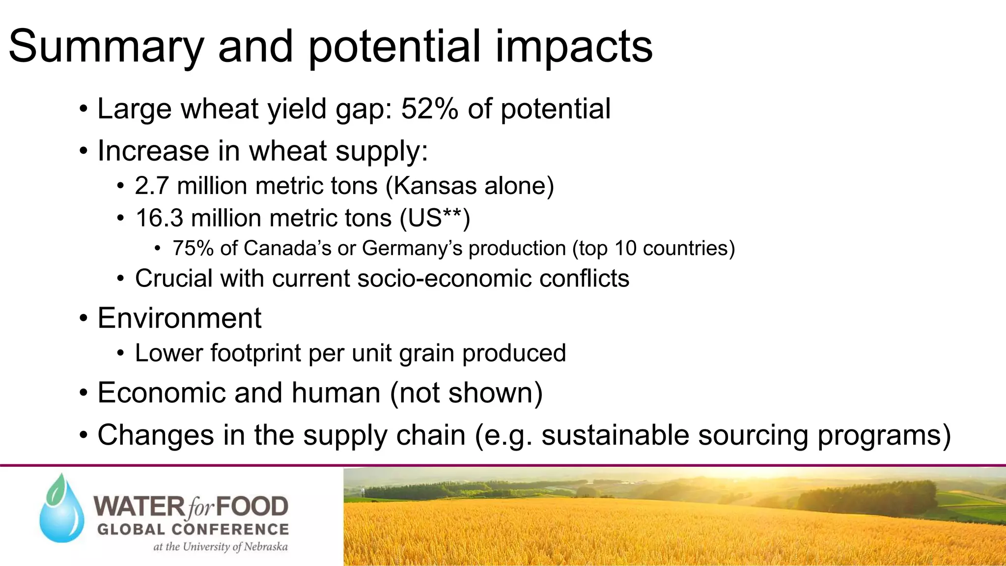 Increasing wheat production with a lower environmental footprint ...