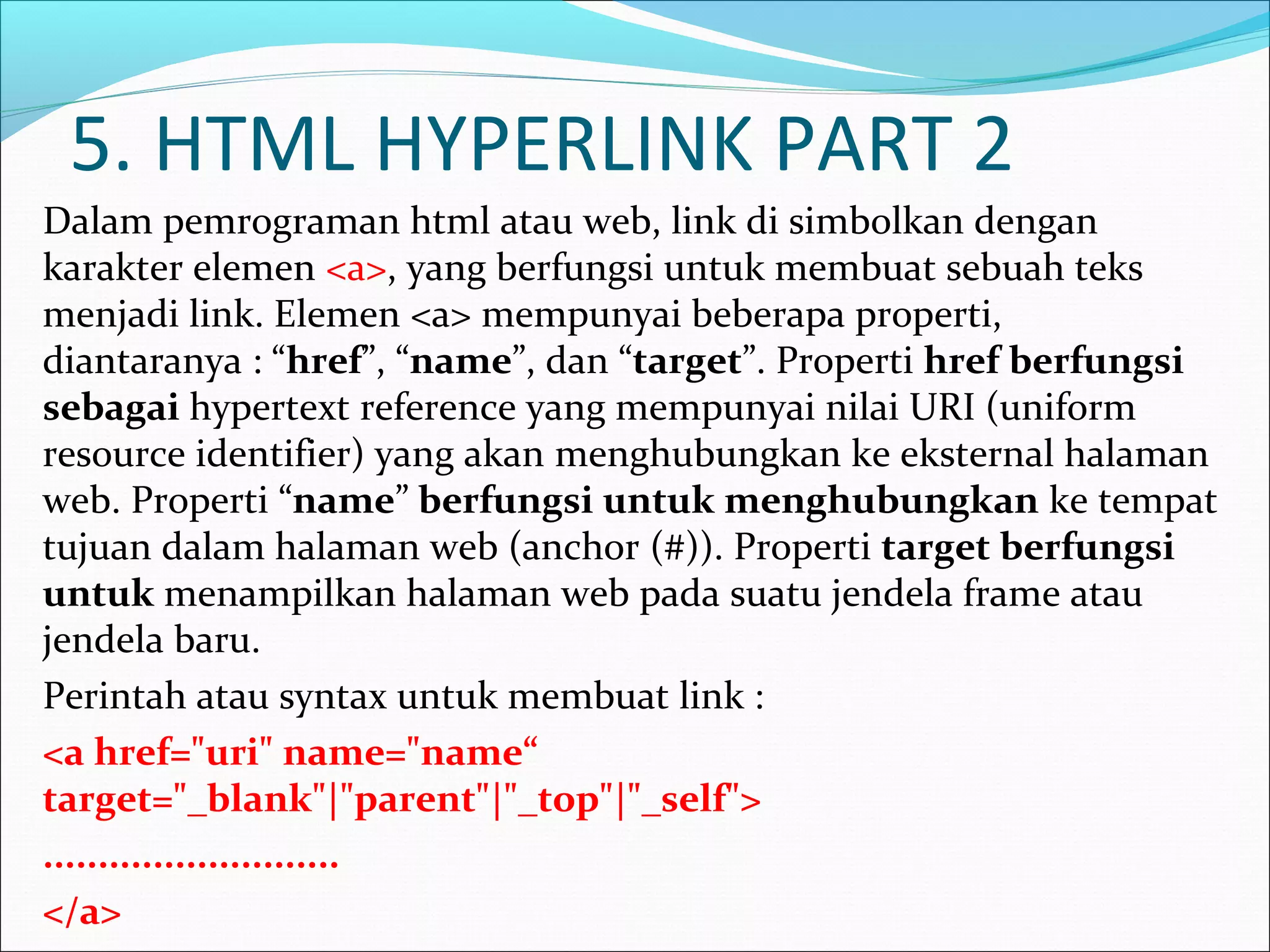 05 materi Hyperlink HTML | PPT