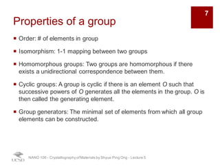 UCSD NANO106 - 05 - Group Symmetry and the 32 Point Groups | PDF