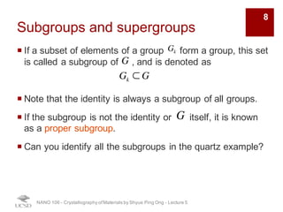 UCSD NANO106 - 05 - Group Symmetry and the 32 Point Groups | PDF