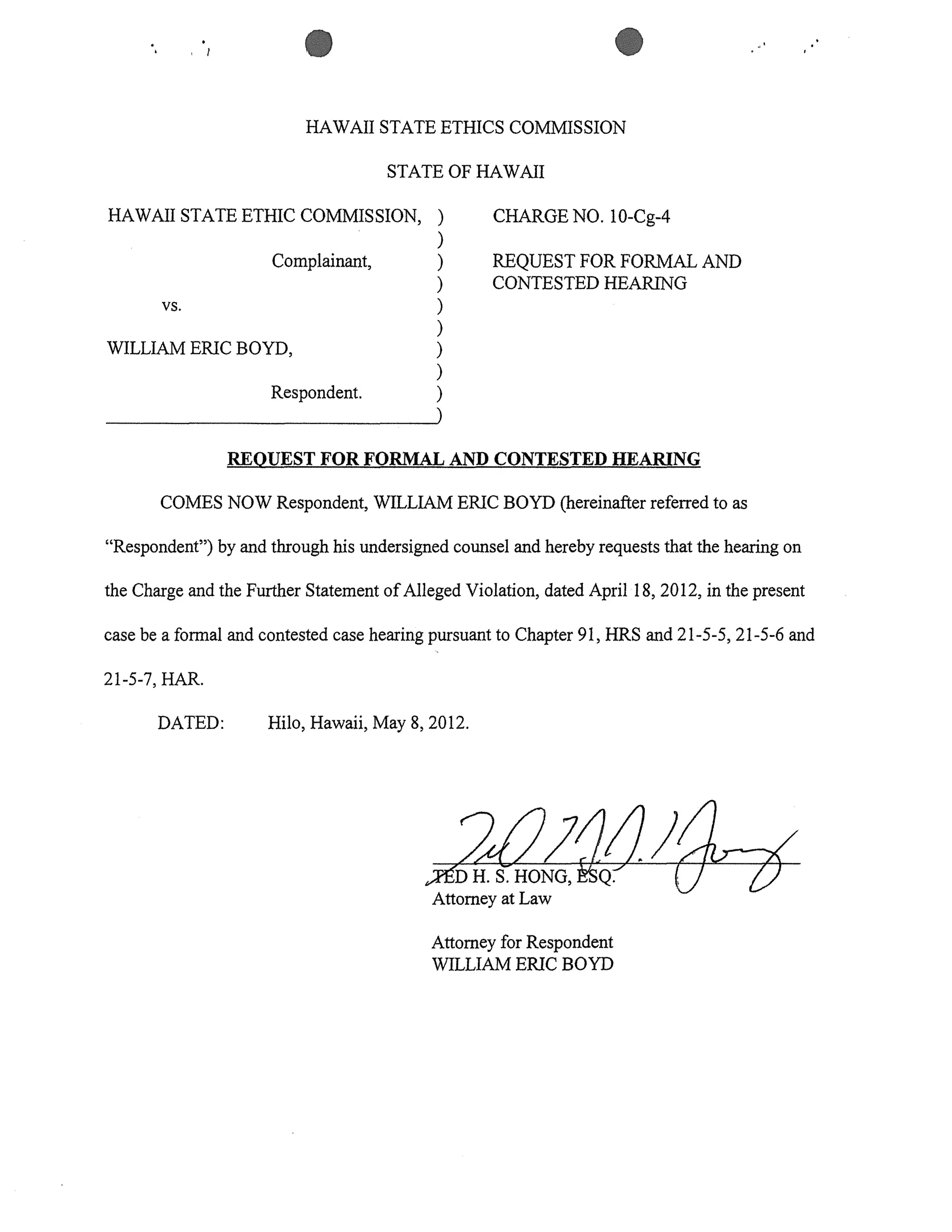 Response to Ethics Commission charges | PDF