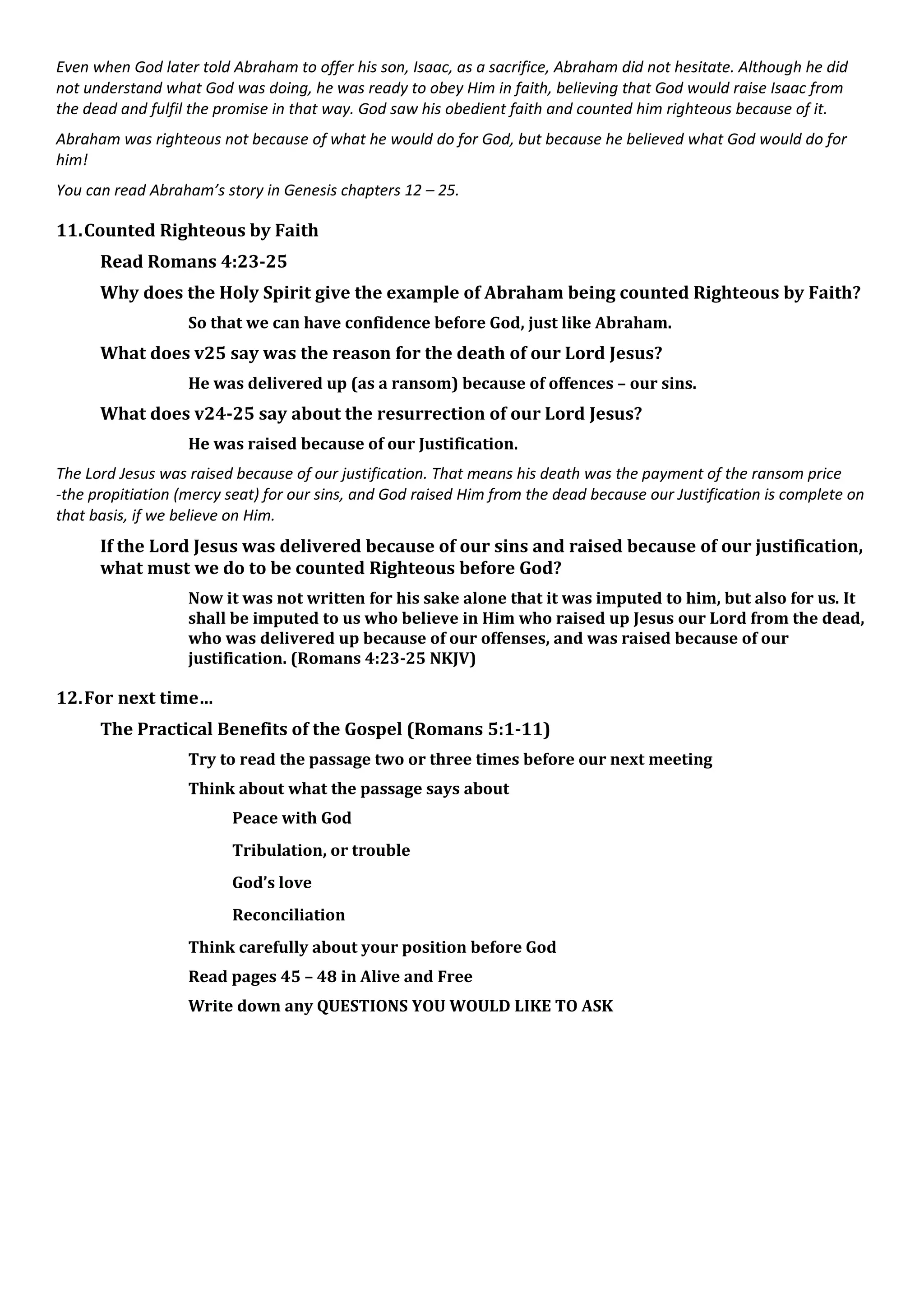 05. Romans 4 - Handouts | DOC | Judaism | Religion & Spirituality