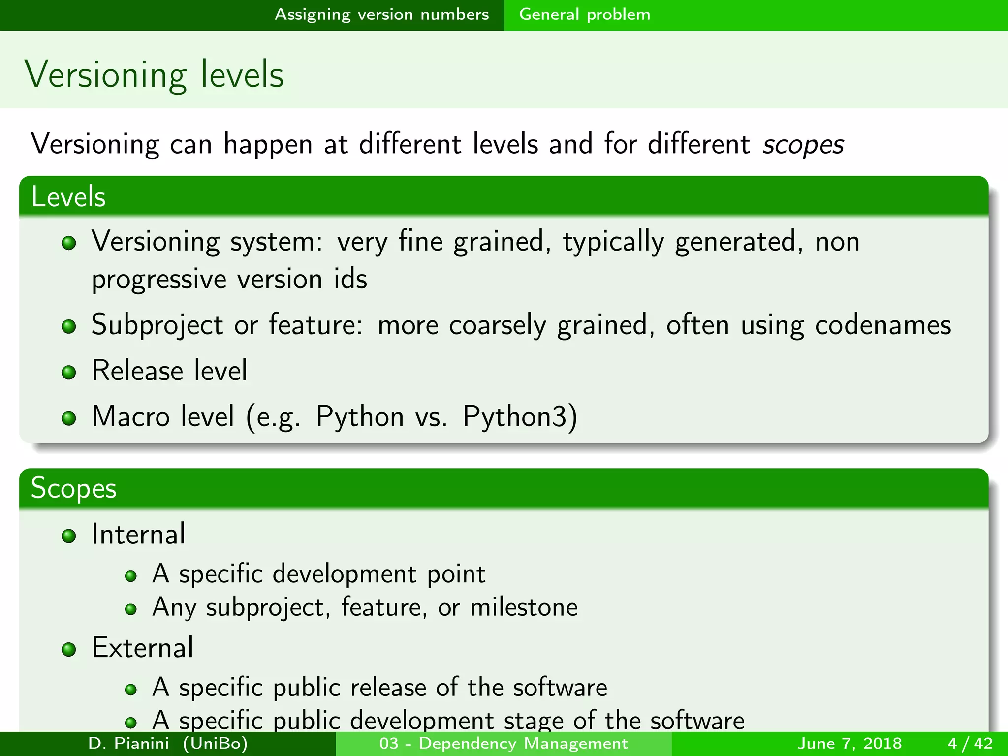 Versioning and License selection | PPT