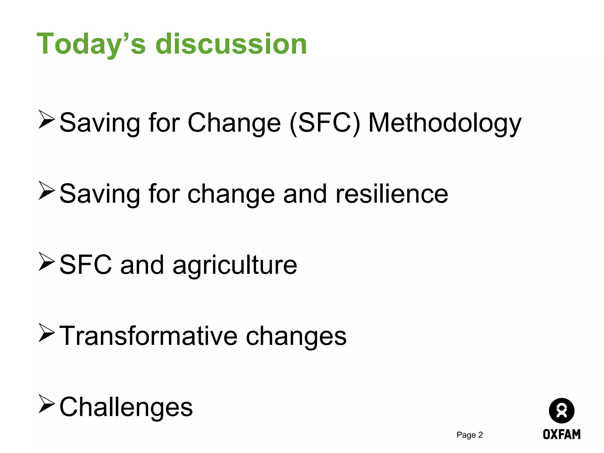 Saving for change and agriculture | PPT