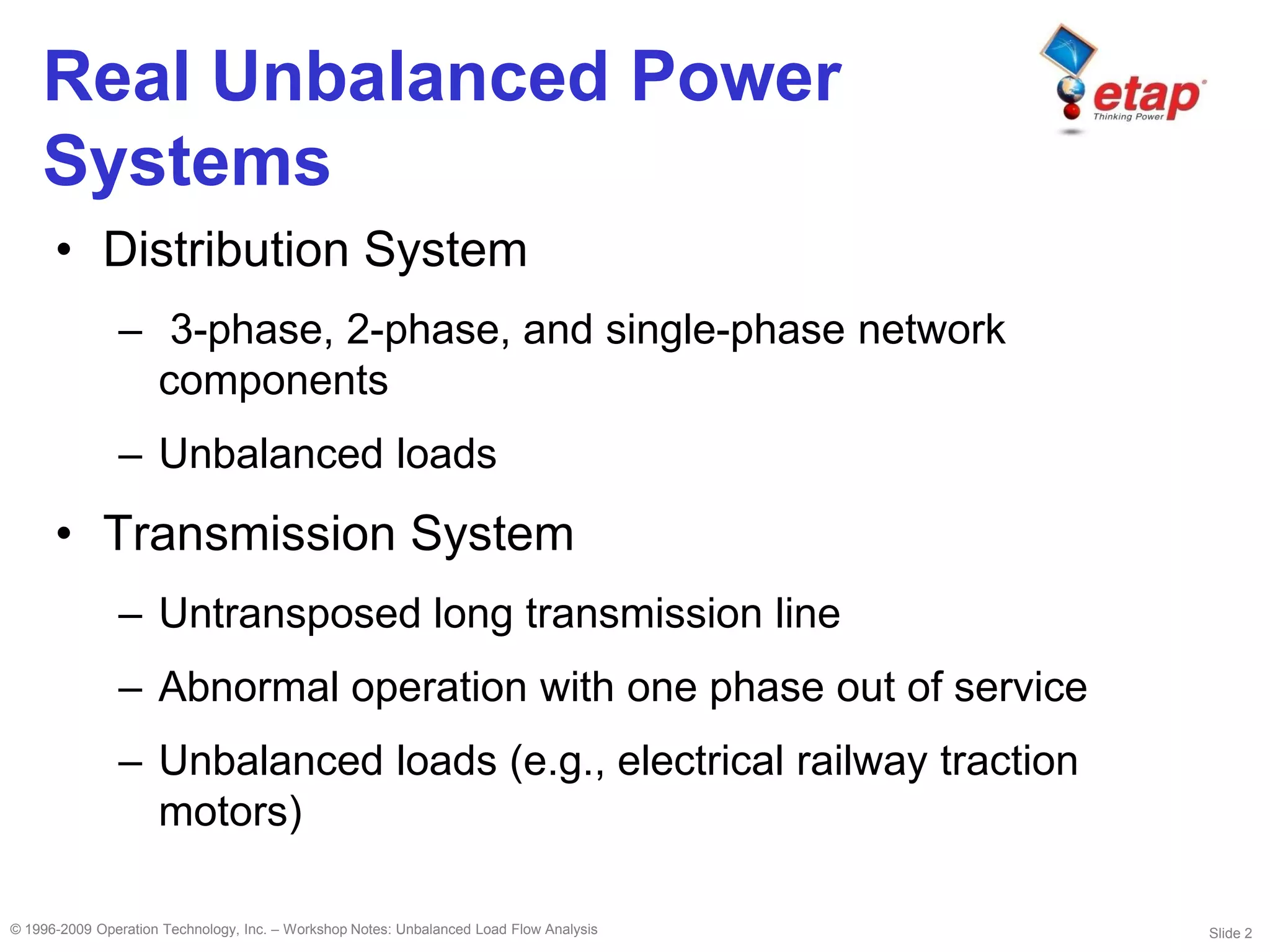 ETAP - unbalanced load flow | PDF