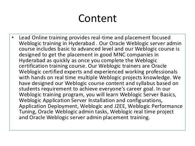 Online Weblogic Training in usa, uk, Canada, Malaysia, Australia, India ...