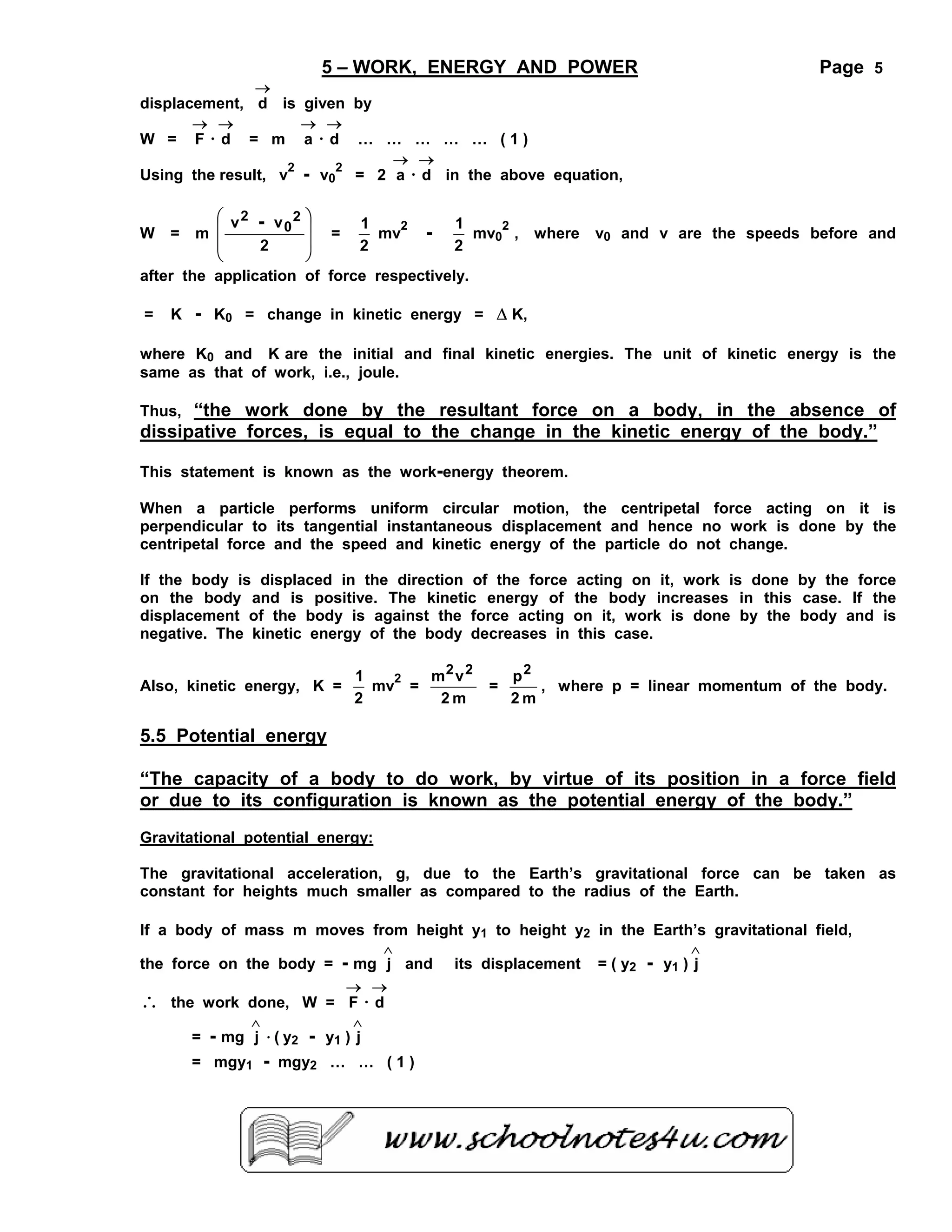 IIT JEE NOTES work, energy and power BY ANURAG TYAGI CLASSES | PDF