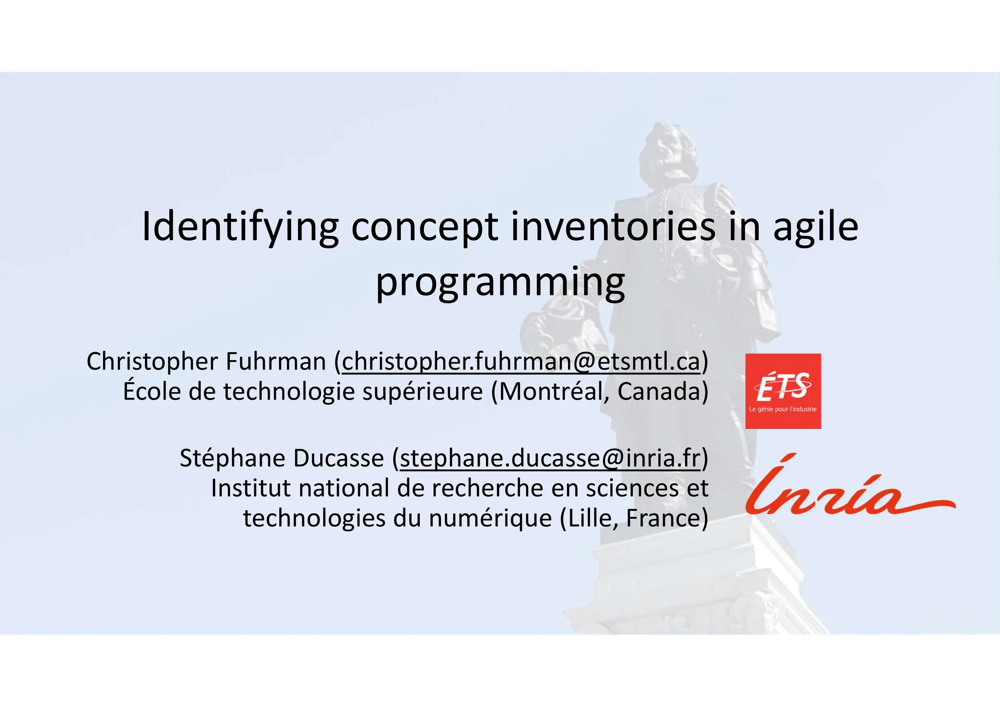Workshop: Identifying concept inventories in agile programming | PPT