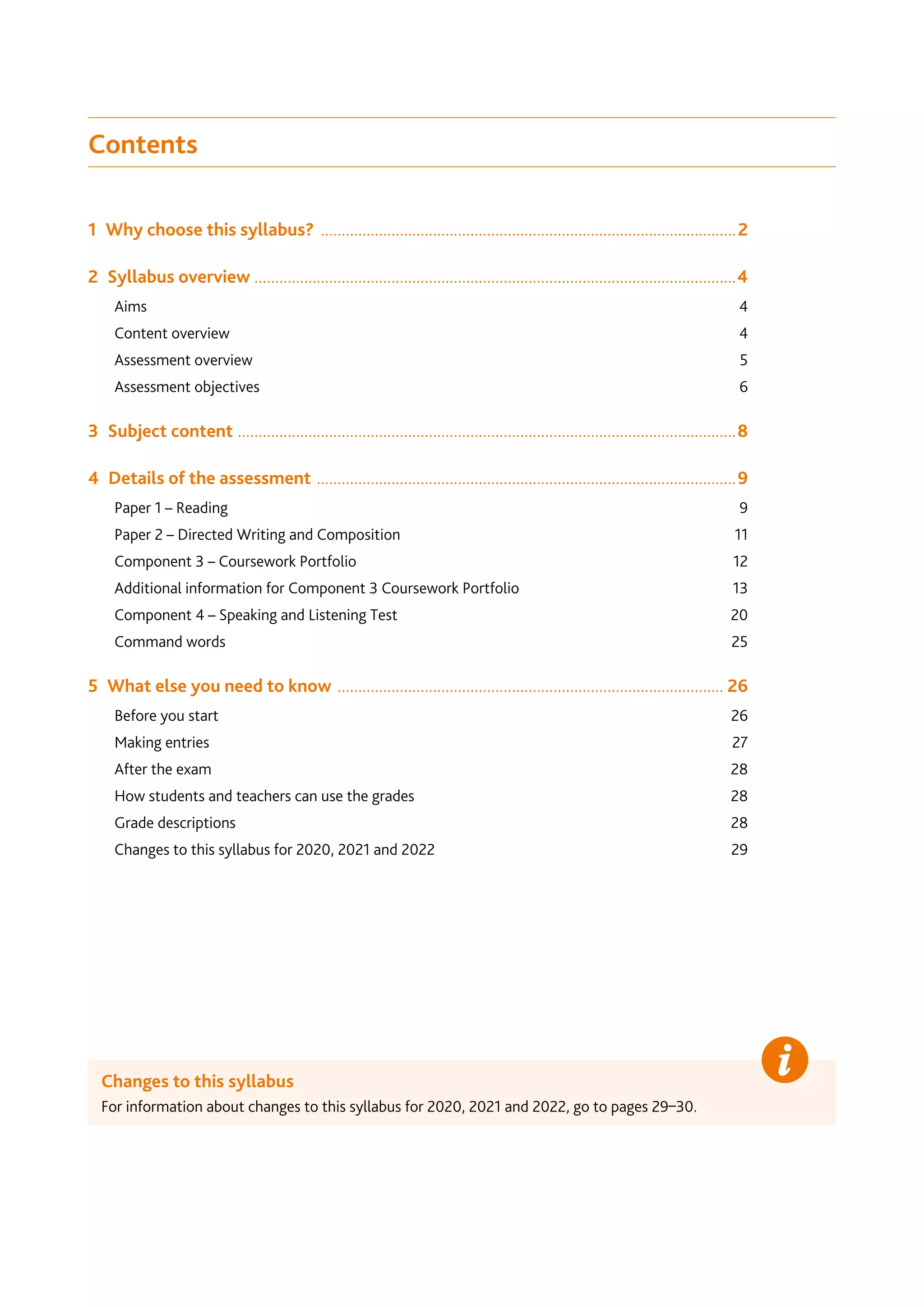 IGCSE ENGLISH FIRST LANGUAGE SYLLABUS 2020 / 2022 | PDF